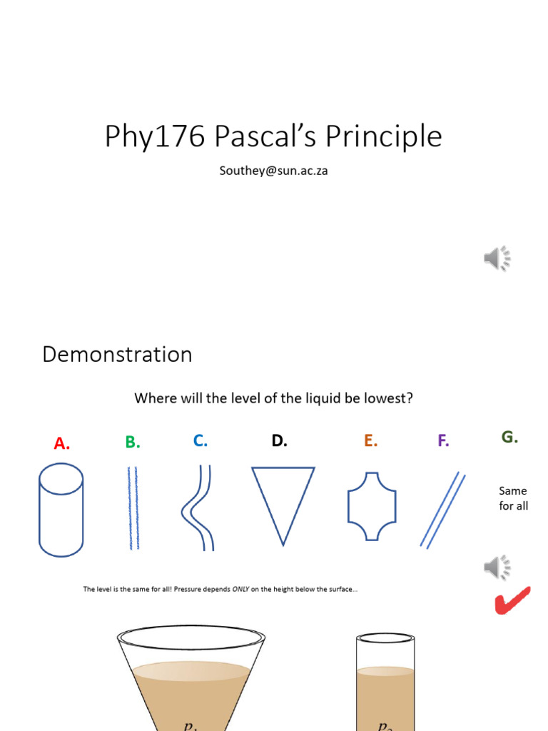 Sm2 Wk8 Lec1 Pascals Principle | PDF | Pressure | Fluid Dynamics