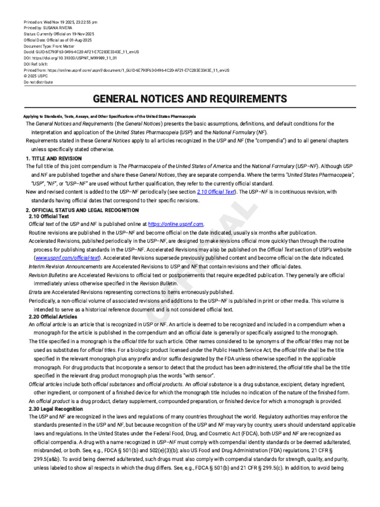 USP-NF General Notices Overview | PDF | Topical Medication | Solubility