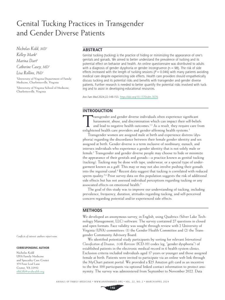 Genital Tucking in Transgender Patients | PDF | Transgender | LGBTQIA+ ...