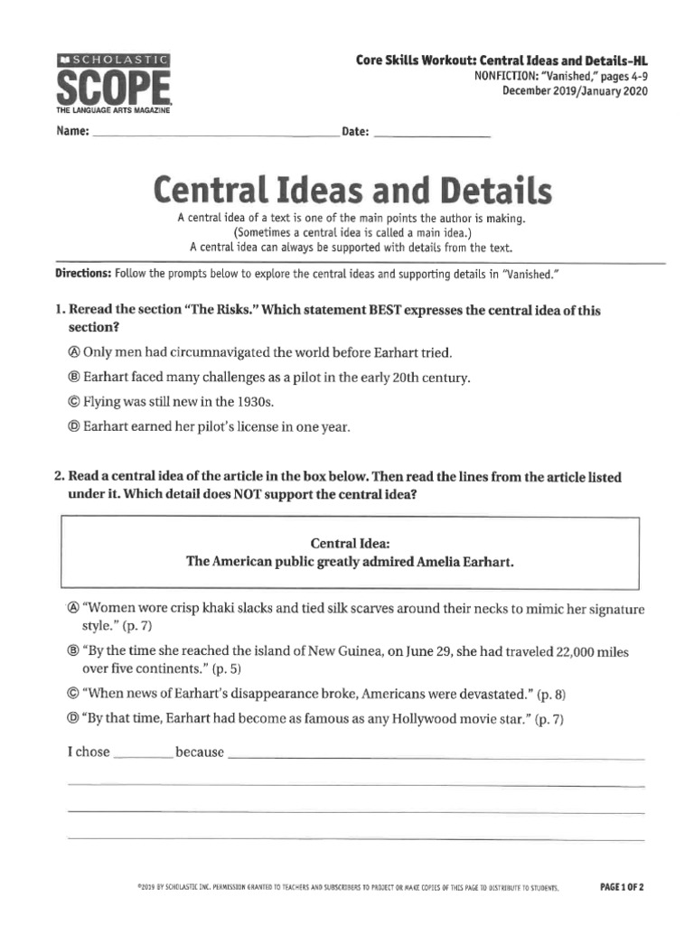 Central Ideas and Details | PDF