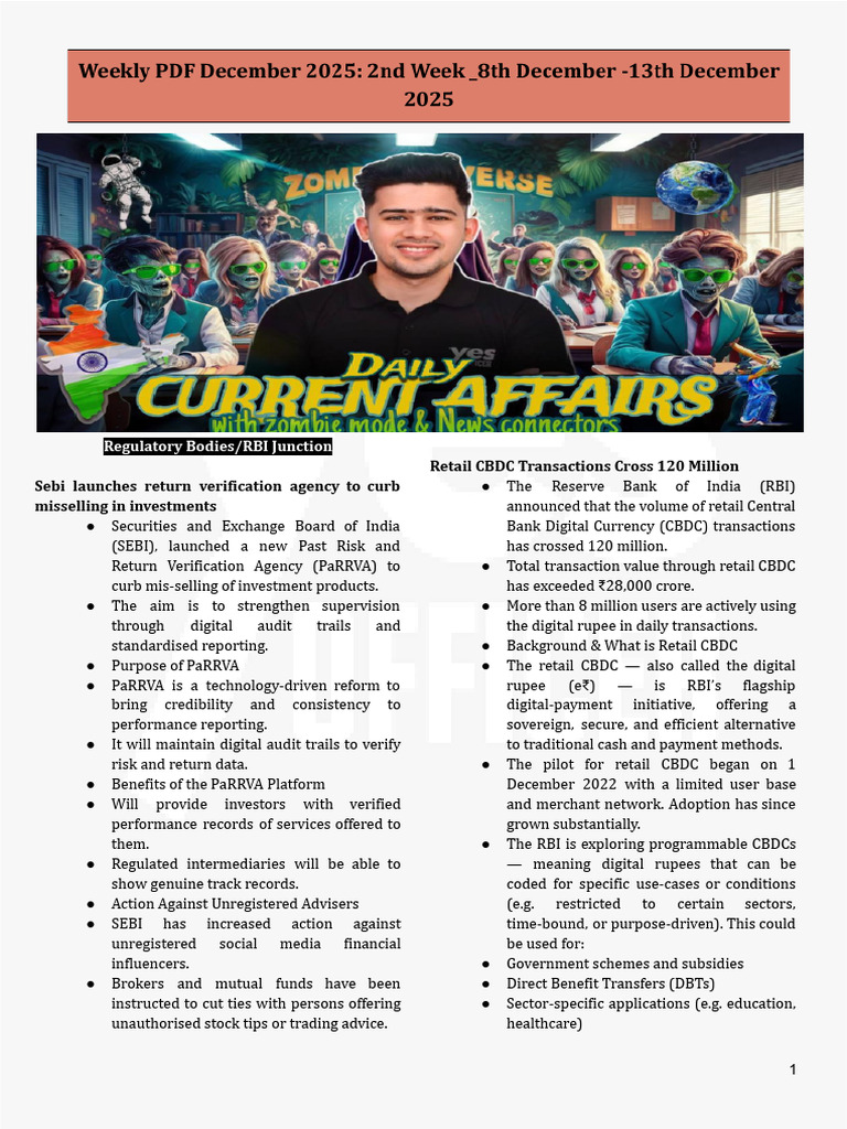 Weekly PDF December 2025 2nd Week 8th December 13th December 2025 | PDF | Reserve Bank Of India ...