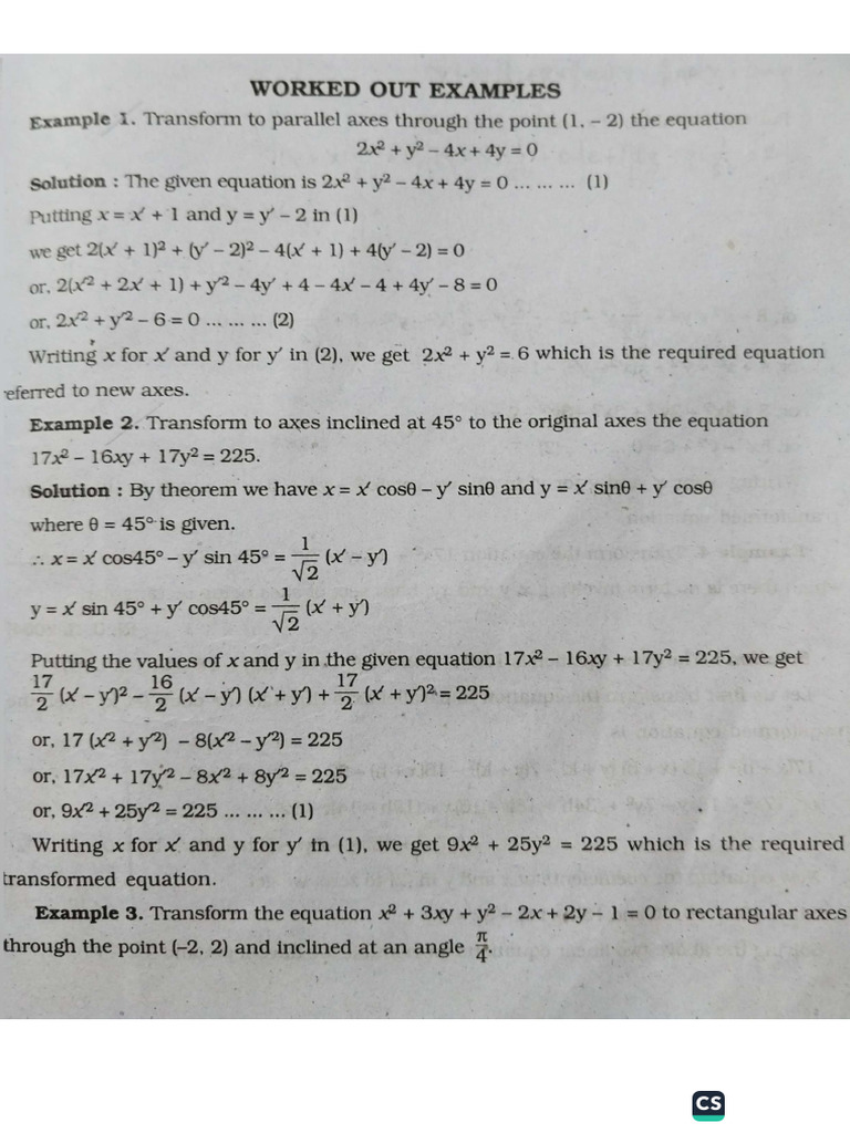 Transformation of Coordinates(Practice Problems) | PDF