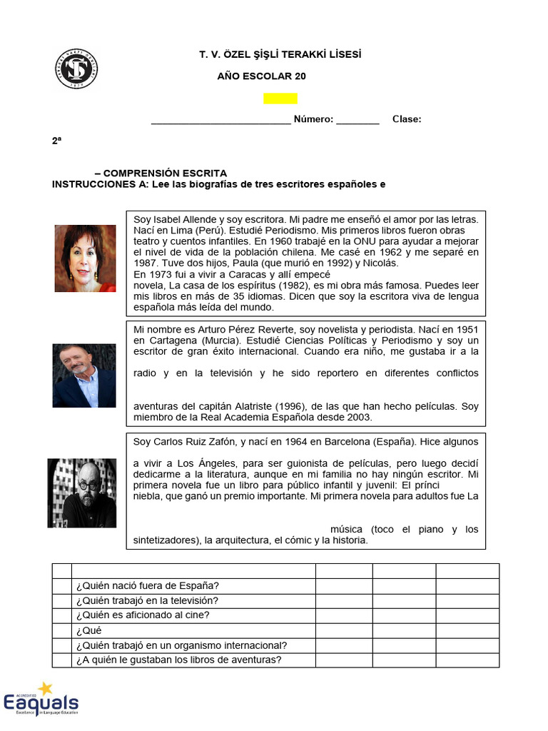 Biografías de Escritores Hispanos 10º Grado | PDF