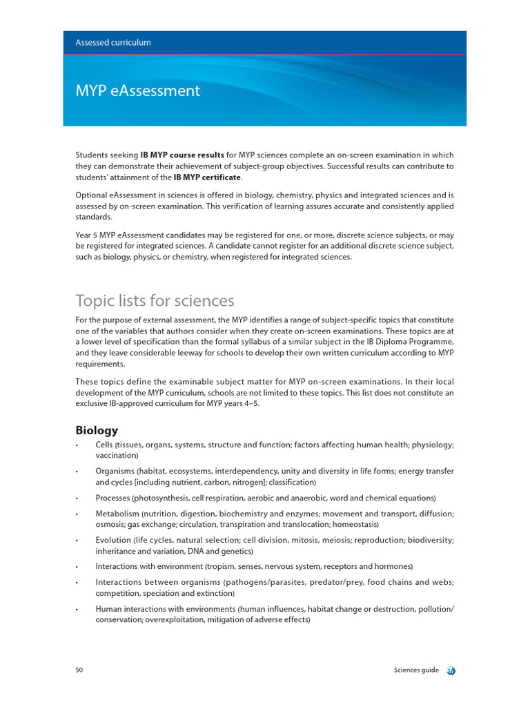 MYP Sciences eAssessment Guide | PDF | Force | Waves