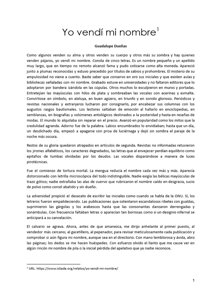 Yo vendí mi nombre | PDF