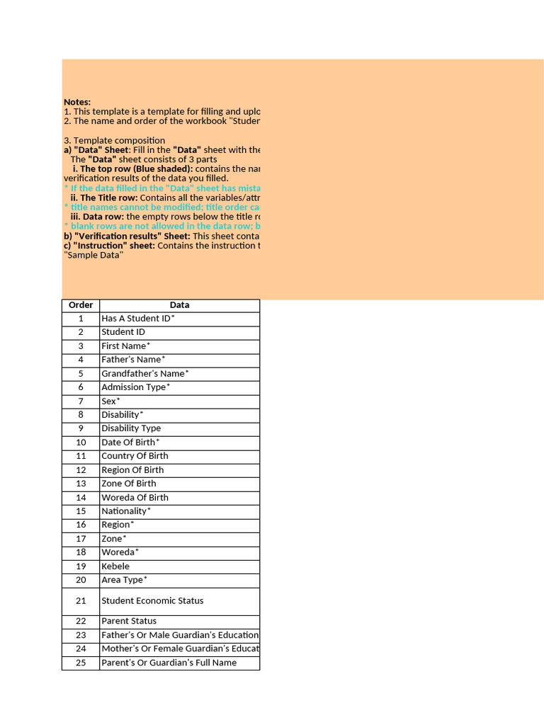 Student Basic Data Collection Template | PDF