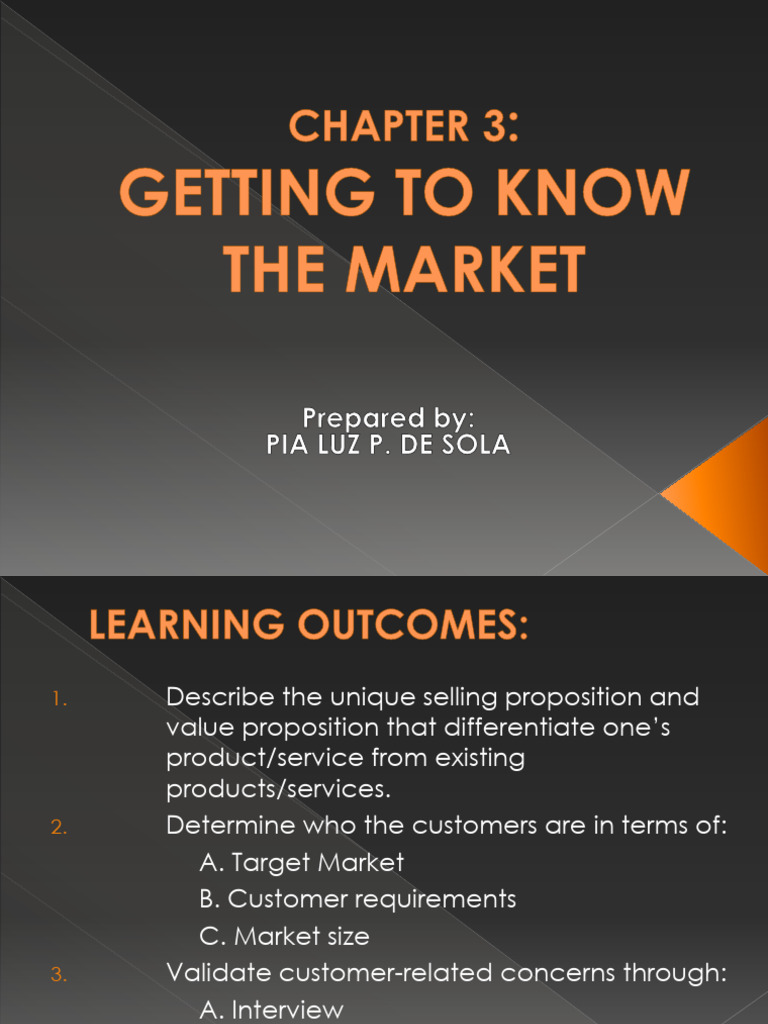 3 Getting to Know the Market | PDF | Market (Economics) | Swot Analysis