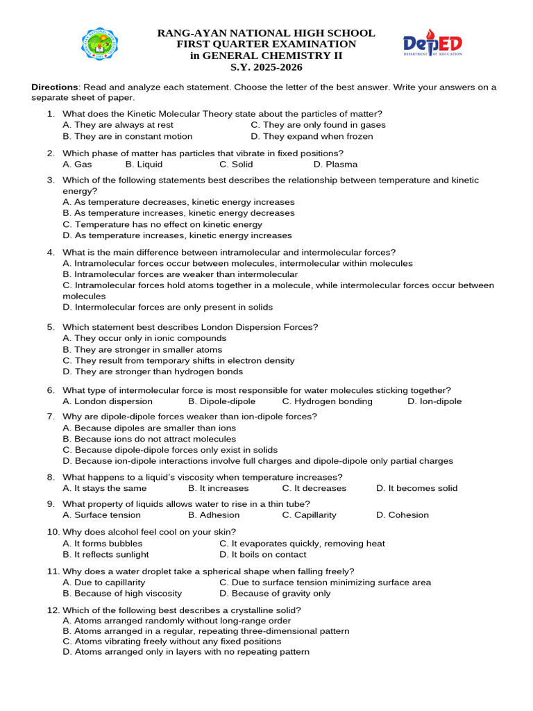 GEN.CHEM_1ST-QUARTER | PDF | Intermolecular Force | Molecules