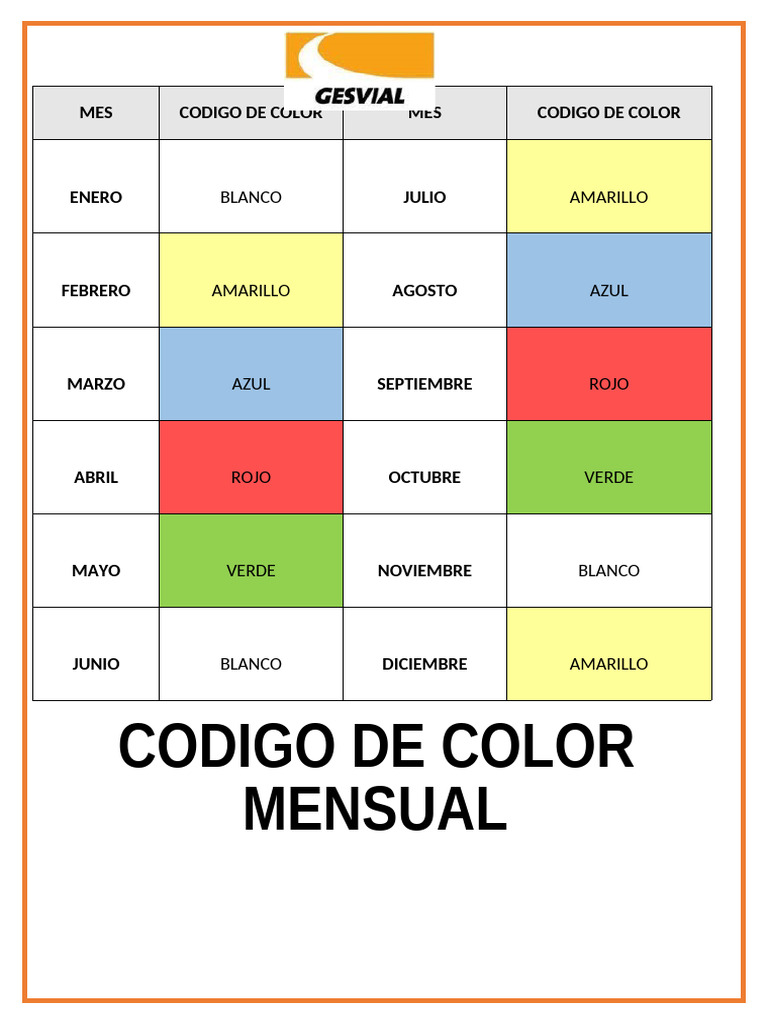 Código de Color por Meses | PDF