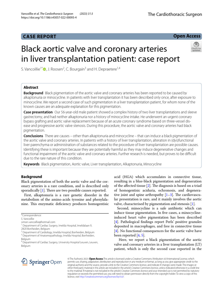 Black aortic valve and coronary arteries in liver transplantation ...