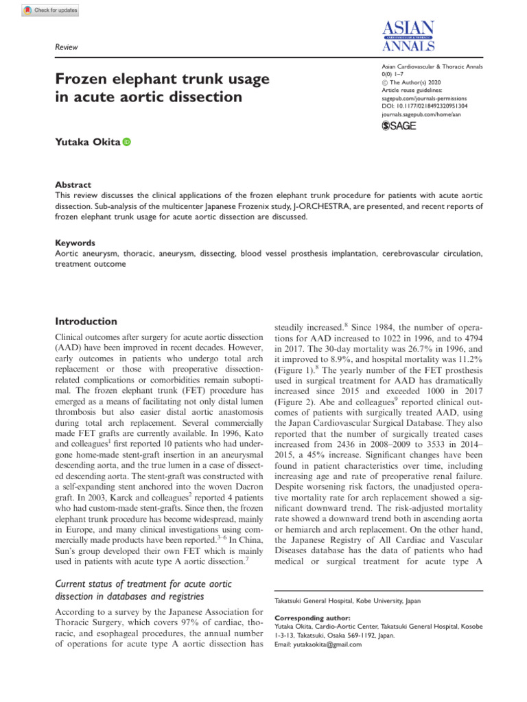 Frozen Elephant Trunk in Aortic Dissection | PDF | Aorta | Stent