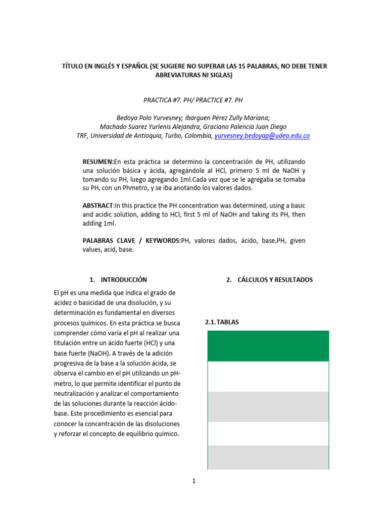 Determinación del pH en Titulación Ácido-Base | PDF | Ph | Ácido