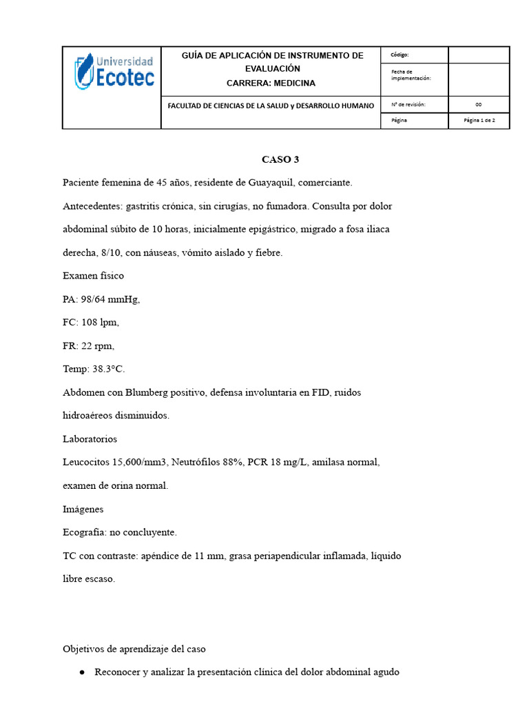 Caso Clínico 3 Profesionalizantesdocx_251208_090502 | PDF | Examen ...