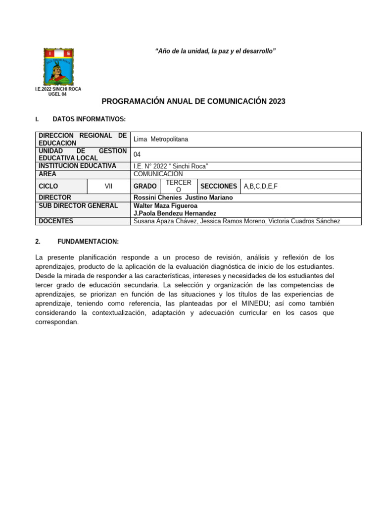 3°ero_ESQUEMA DE LA PROGRAMACION ANUAL_SR_Secundaria_2023 ok | PDF | Aprendizaje