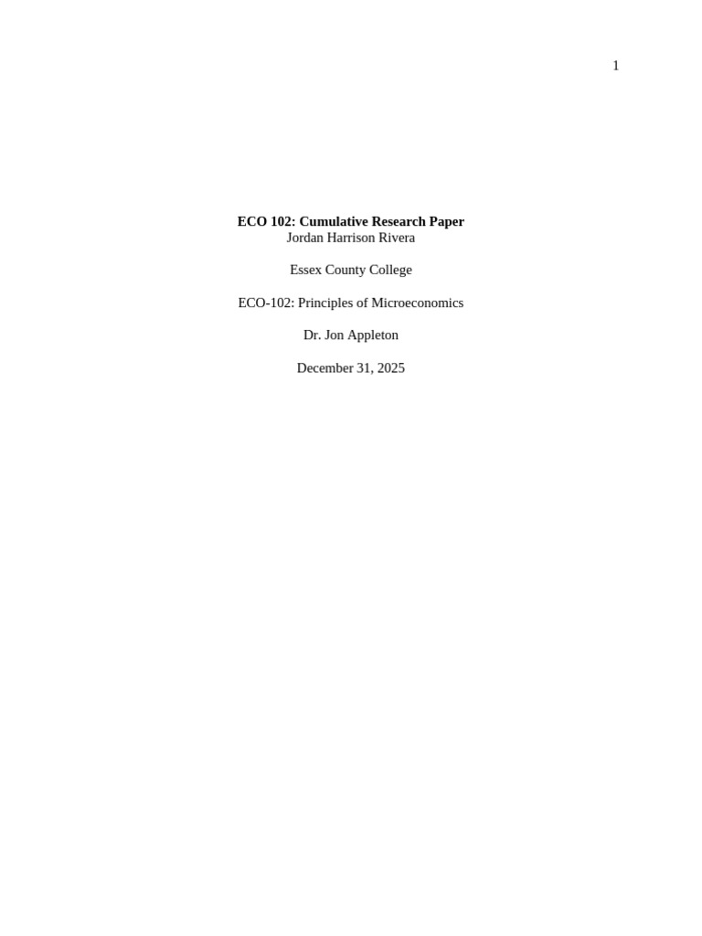 ECO 102 - Cumulative Research Paper | PDF