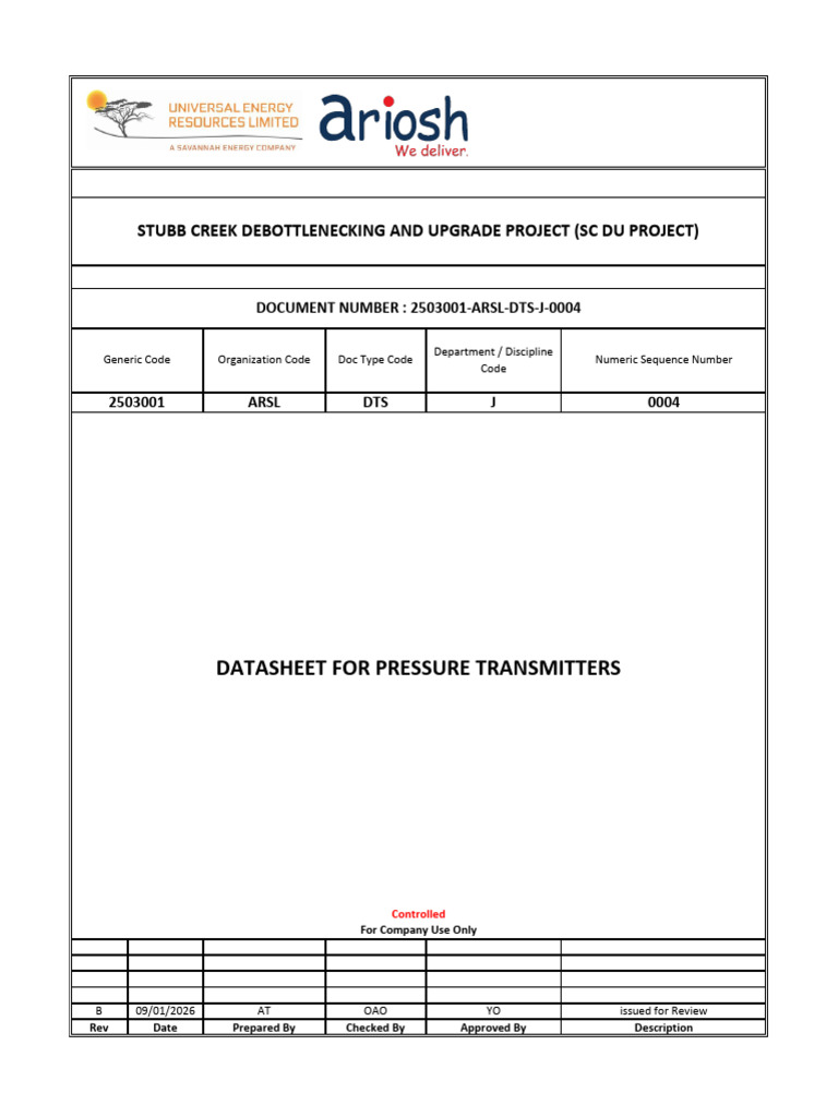 Sample Pressure Transmitters Datasheet | PDF | Pressure Measurement ...