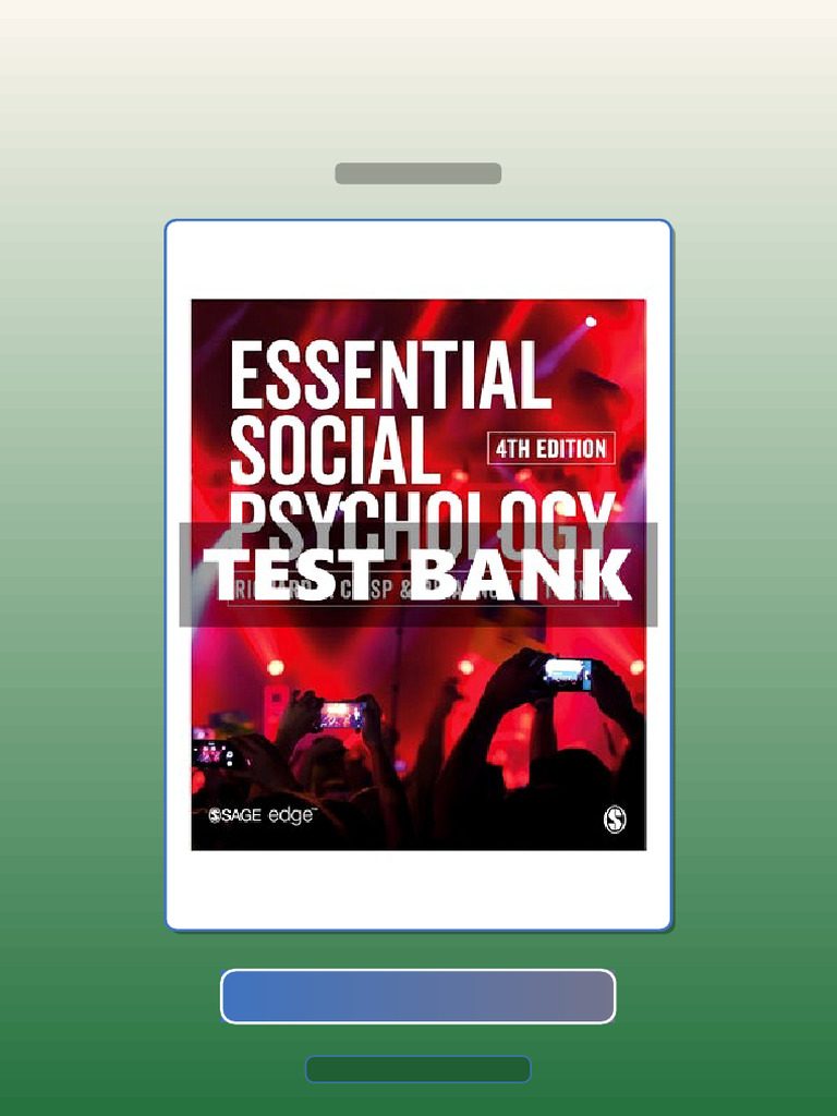 Essential Social Psychology 4th Edition Crisp E-book Testbank Solutions ...