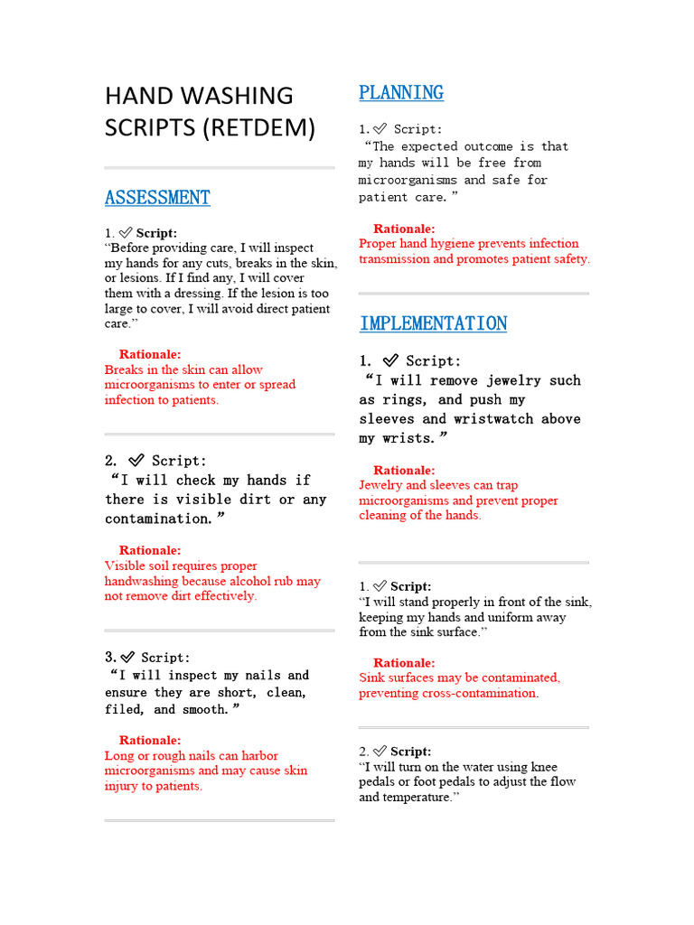 Hand Washing Scripts Final | PDF | Hand Washing | Hygiene