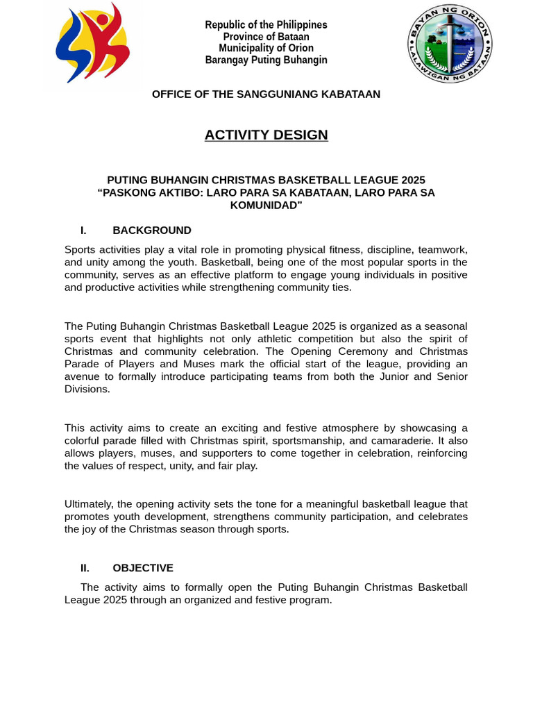 Activity Design Basketball | PDF