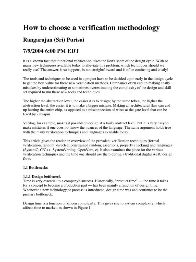 How To Choose | PDF | Formal Verification | Hardware Description Language