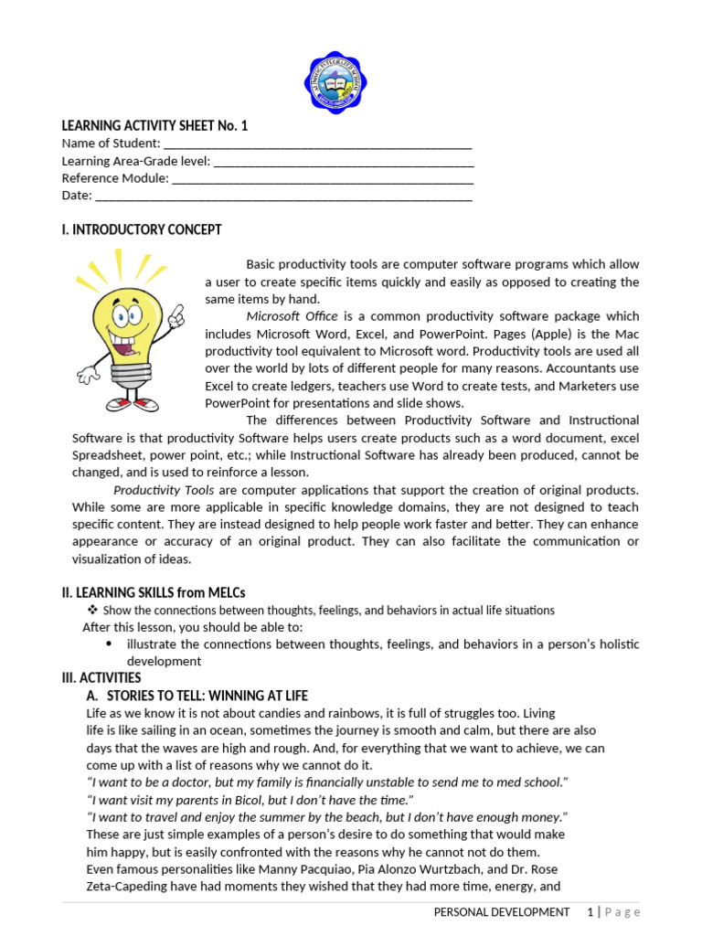 Learning Activity Sheet | PDF | Microsoft Excel