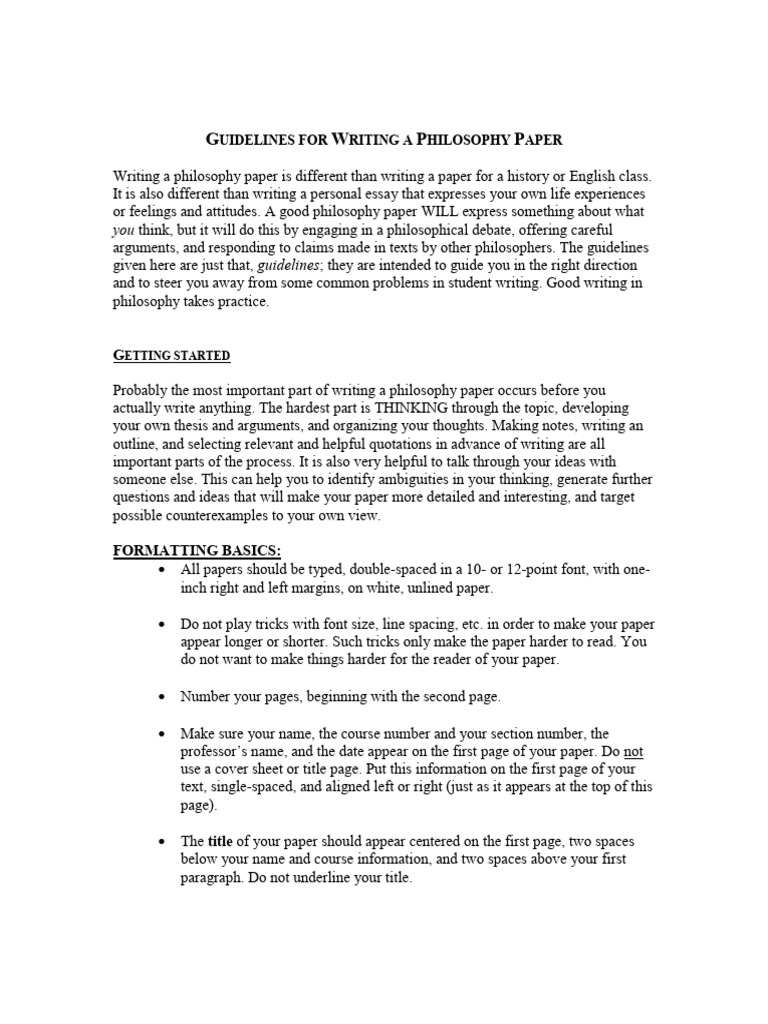 PHI1010 - Sadler, How To Write A Philosophy Paper | PDF | Reason | Essays