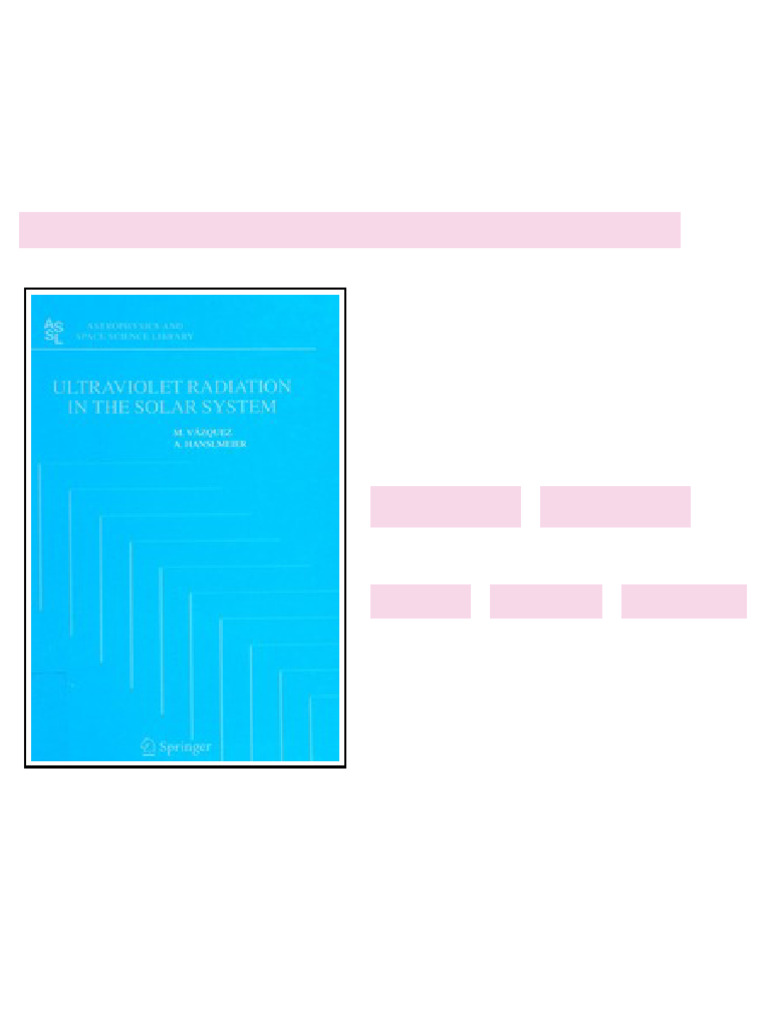 Ultraviolet radiation in the solar system ebook chapter rich content | PDF