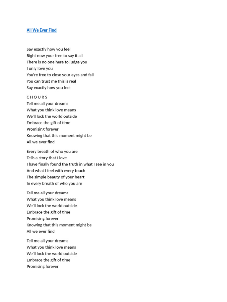 All We Ever Find | PDF