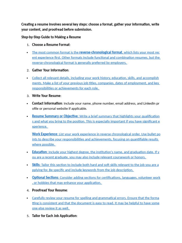 CREATING RESUME STEPS | PDF | Résumé | Recruitment