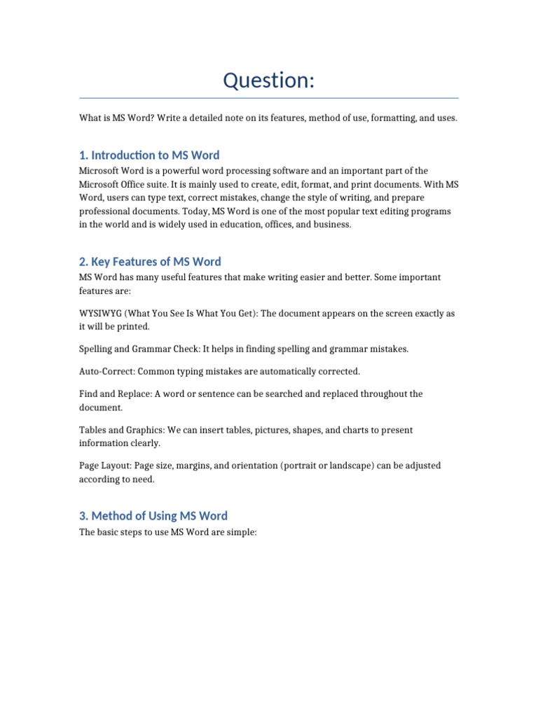 MS Word Detailed Note | PDF | Microsoft Word | Text