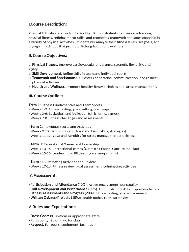 Physical Education - Syllabus | PDF
