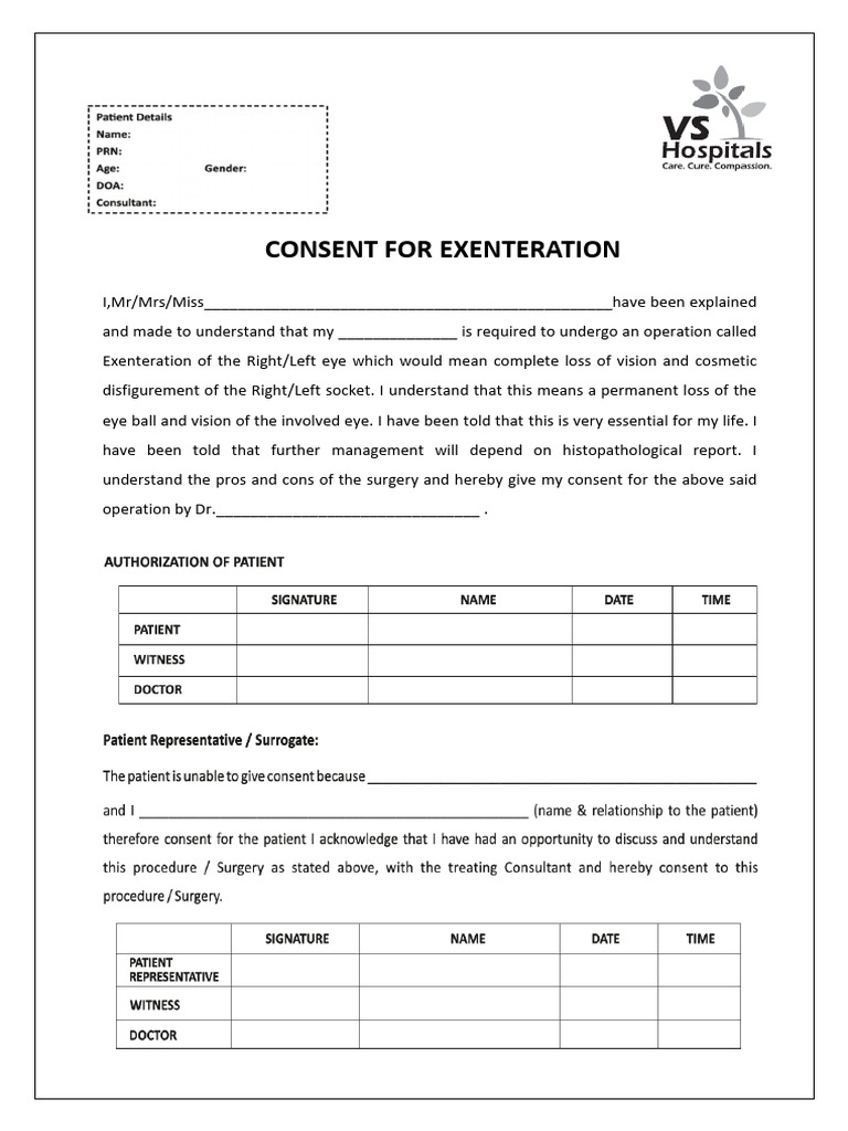 Consent for Exenteration | PDF
