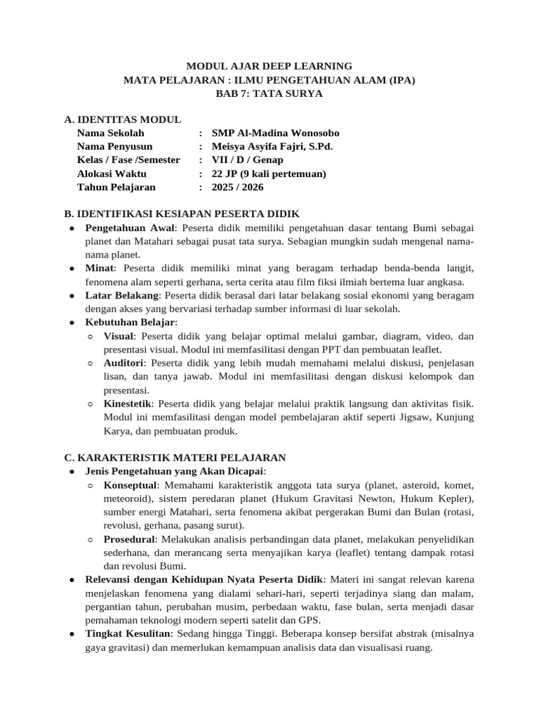 Modul Ajar 7 IPA K-VII (Deep Learning) | PDF