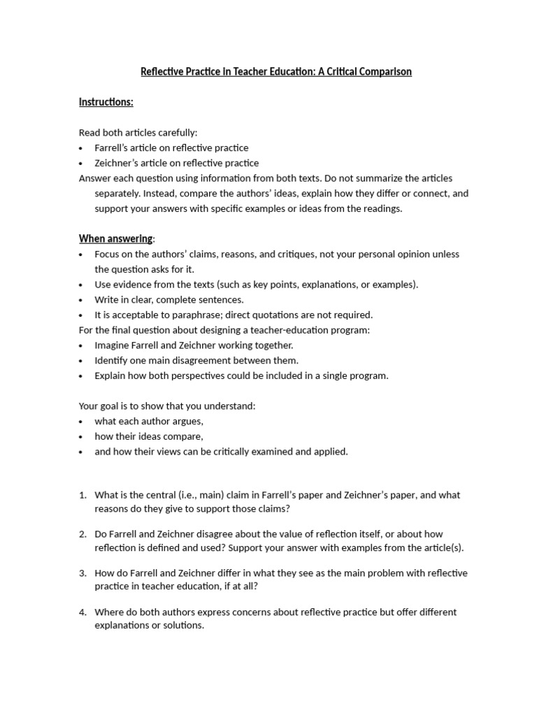 Reflective Practice in Teacher Education - A Critical Comparison | PDF