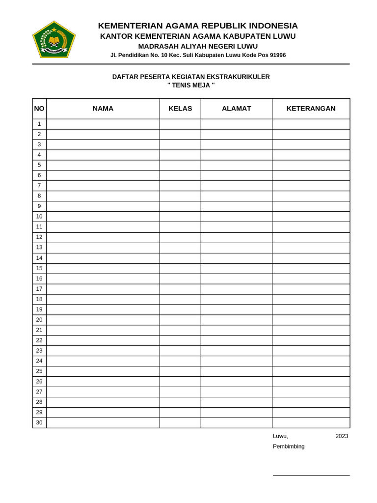 Absen Ekskul Paskib Fix | PDF