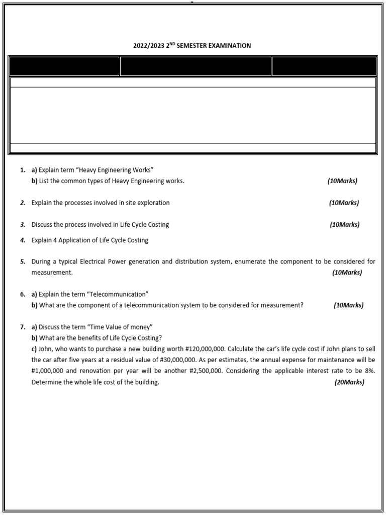 Measurement of Heavy Engineering Works Qus 404 | PDF