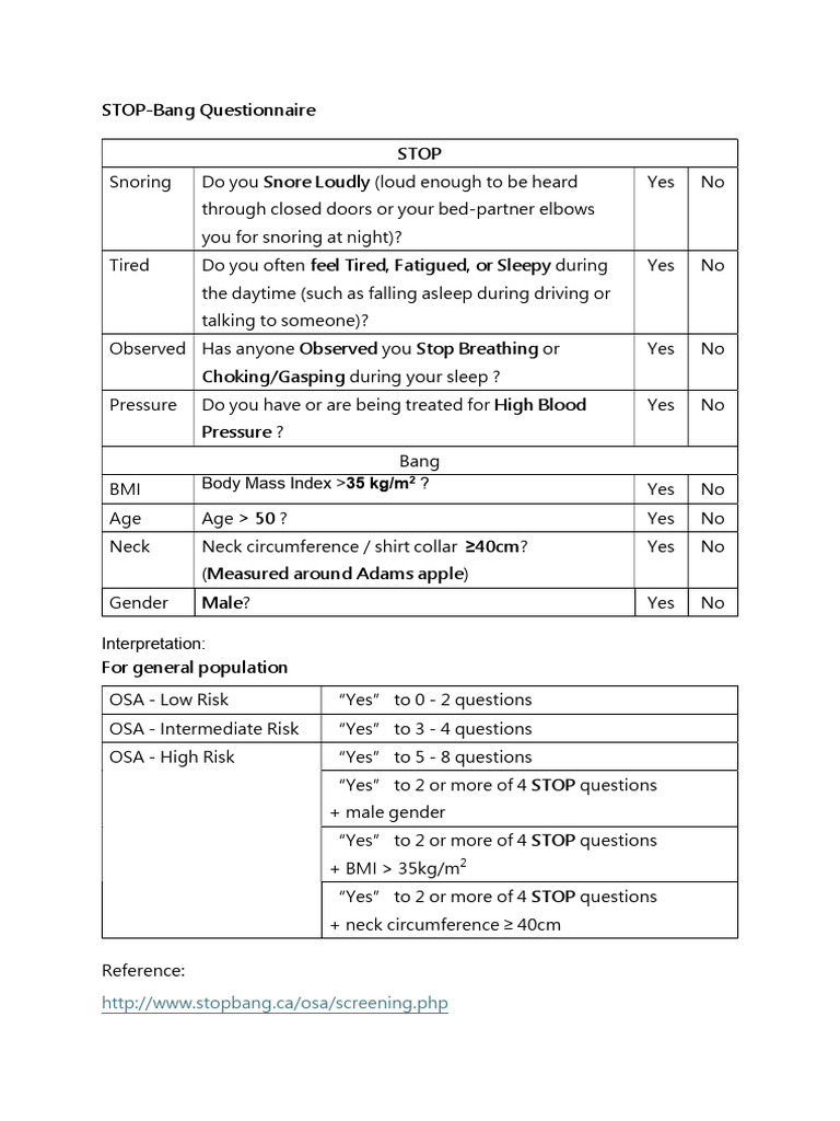 STOP Bang Eng | PDF
