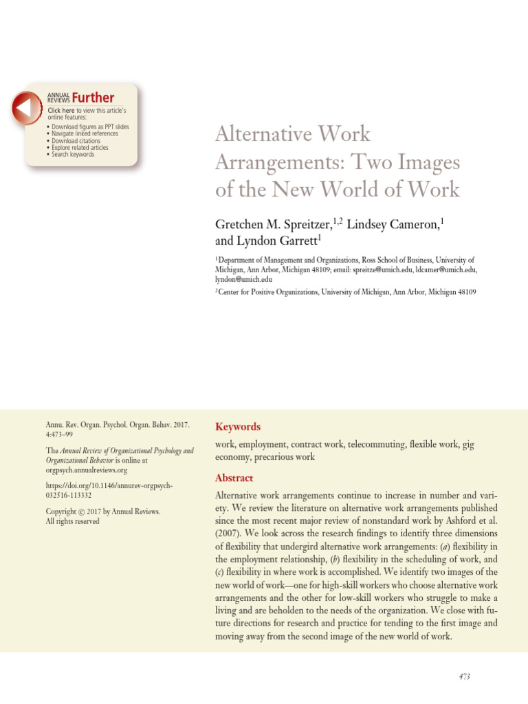 Alternative Work Arrangements | PDF | Employment | Business Economics