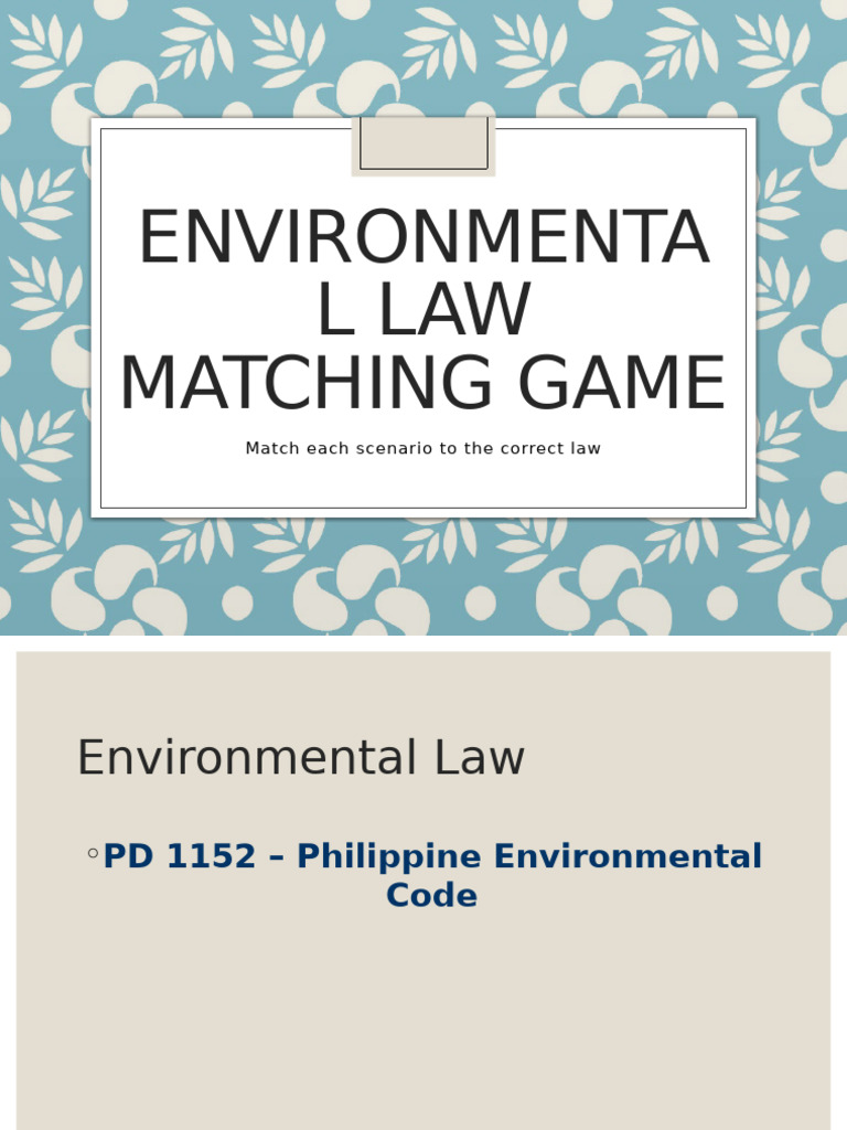 Environmental Law Matching Cards With Scenarios | PDF