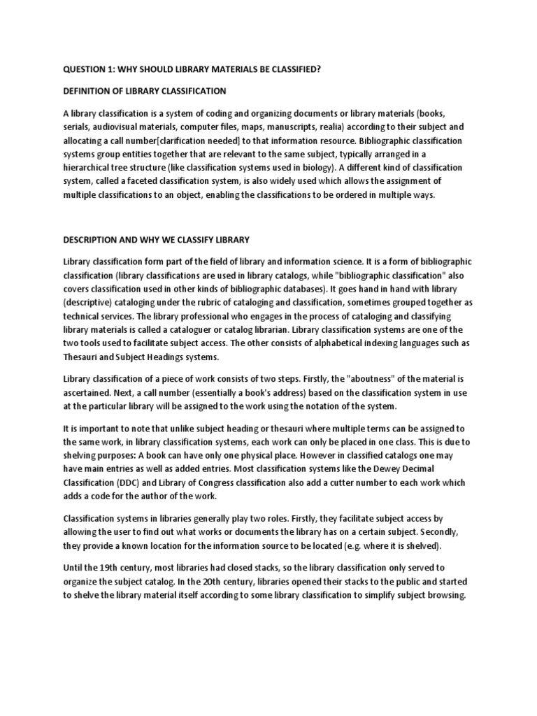 Definition of Library Classification | PDF | Library Science | Library ...