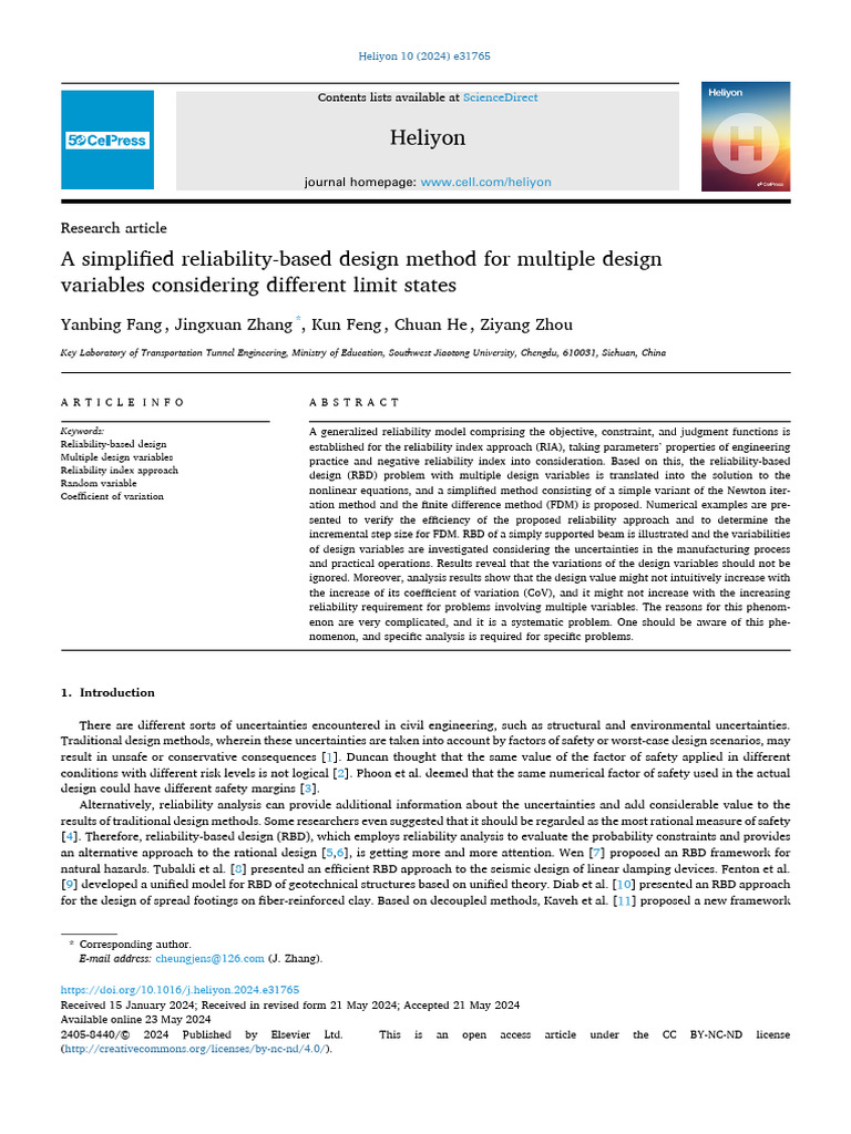 A Simplified Reliability-Based Design Method For Multiple Design | PDF ...