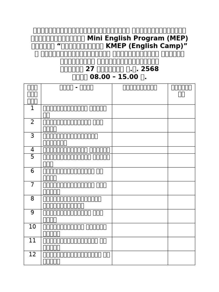 รายชื่อผู้เข้าร่วมโครงการ-ห้องเรียนพิเศษด้านภาษาอังกฤษ-Mini-English ...