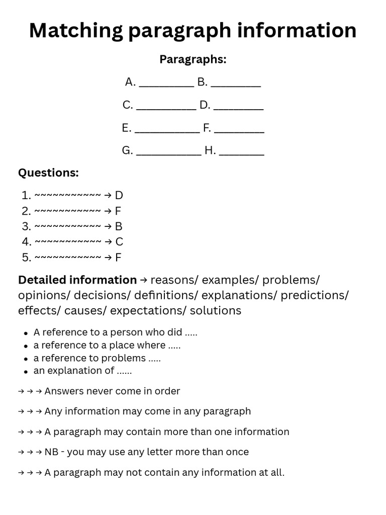 Matching Paragraph Information | PDF