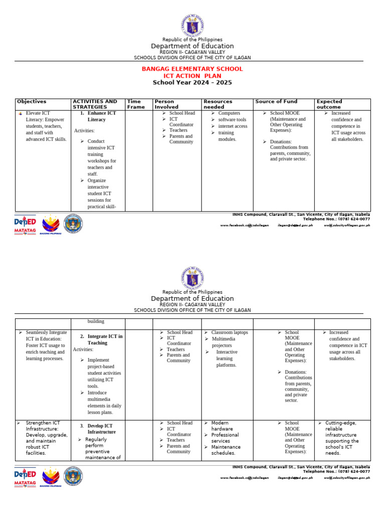 ICT Action Plan Sample | PDF | Information And Communications ...