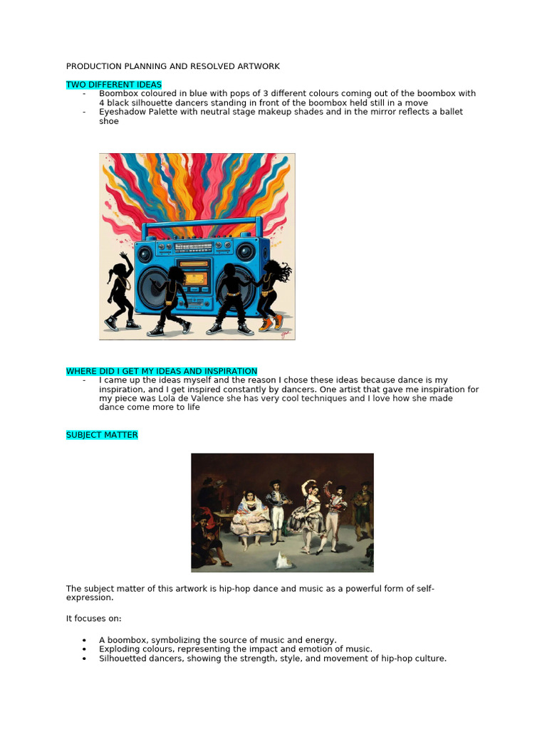 Production Planning and Resolved Artwork | PDF | Dances | Canvas