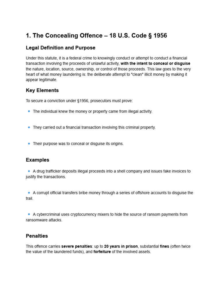 The Concealing Offence - 18 U.S. Code 1956: Legal Definition and ...