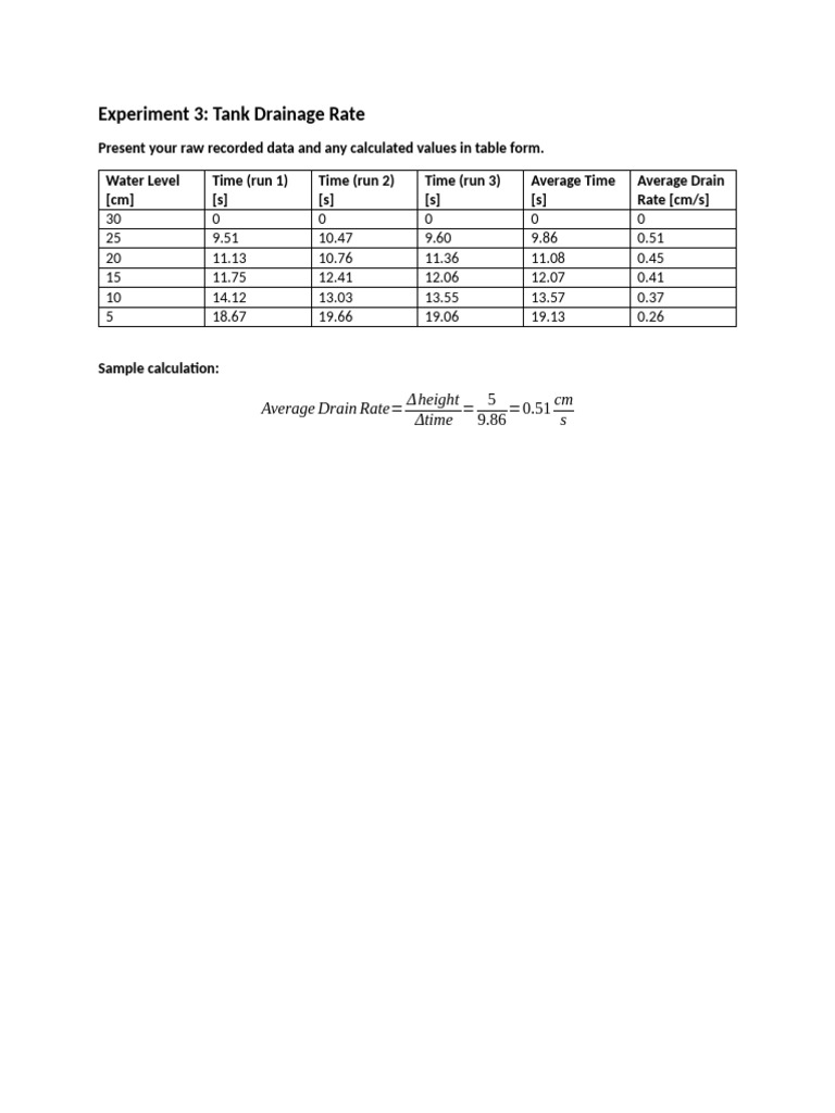Experiment 3 Tank Drainage | PDF