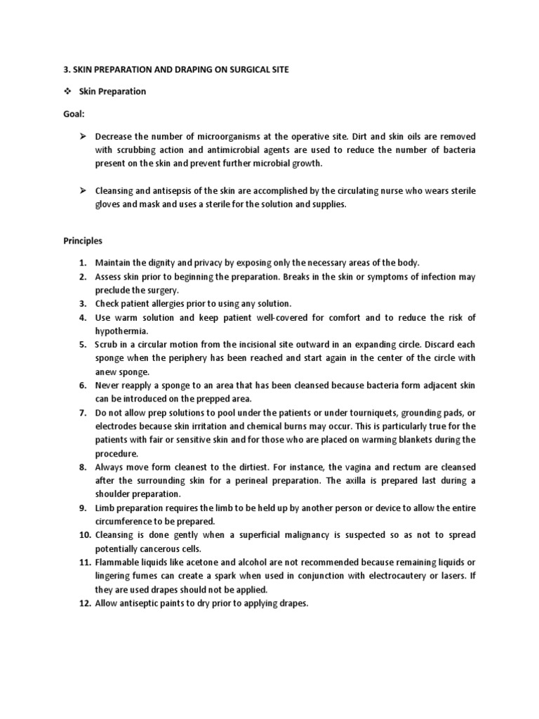 Skin Preparation and Draping On Surgical Site | PDF | Surgery ...