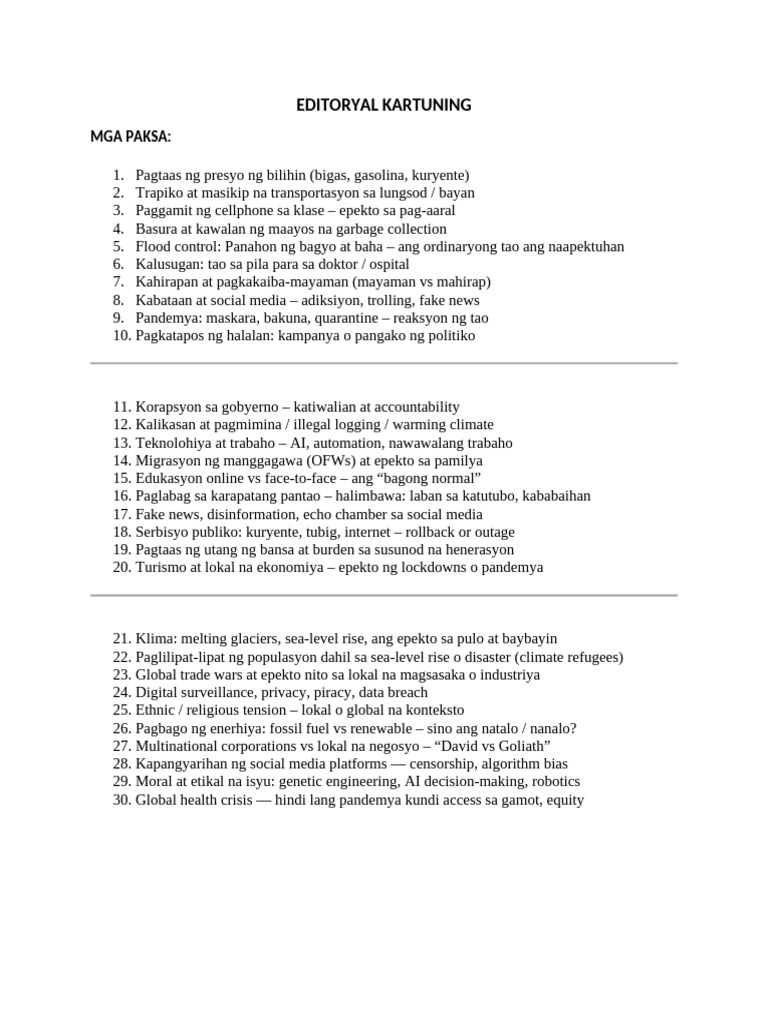 Mga Paksa Sa Editoryal, Sports at Photo Journ | PDF