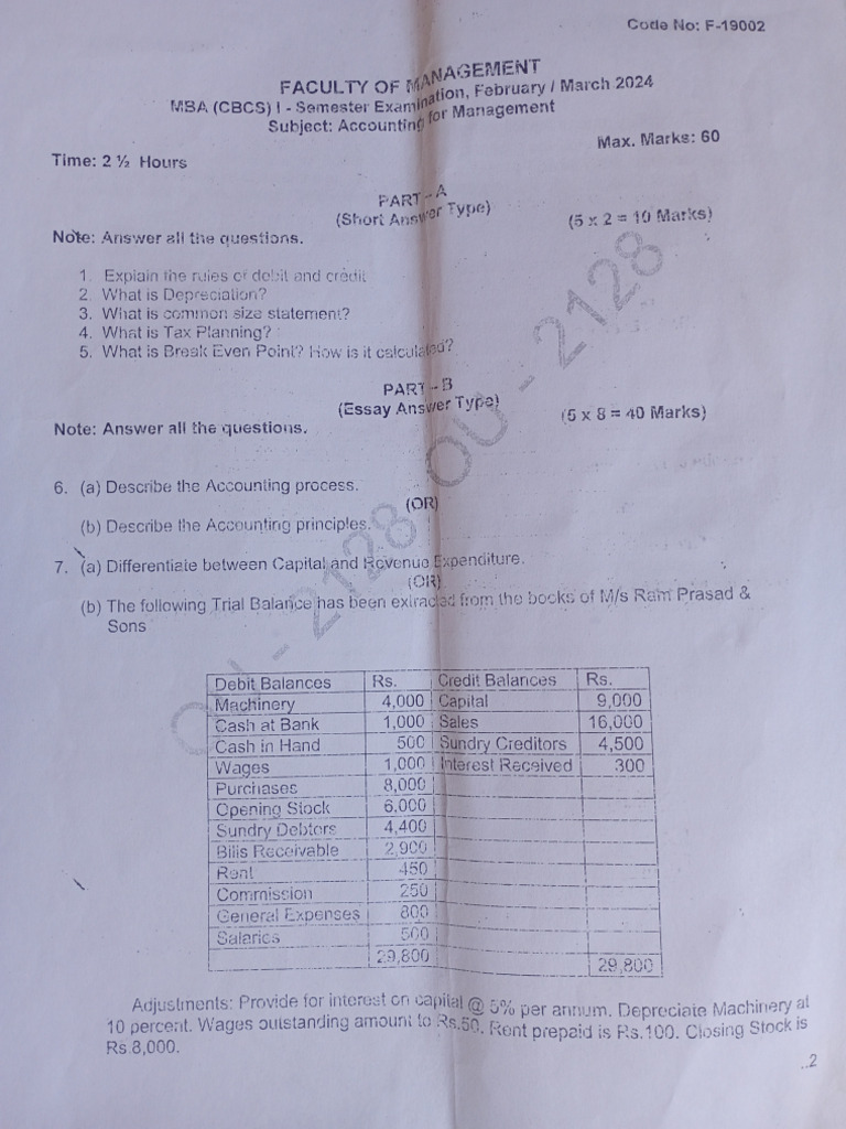 Sem-1previous Question Papers | PDF
